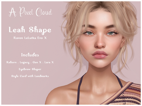Second Life Marketplace - A Pixel Cloud - Leah Shape - Raven Evo X LeLutka Head